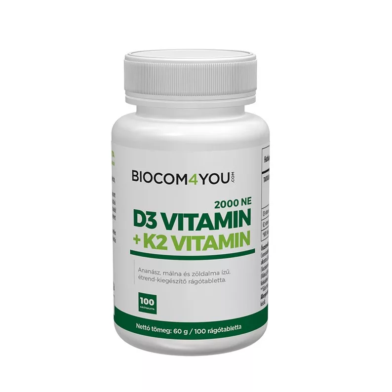 Biocom Vitamin D3 2000 IU (K2 vitaminnal) 100 tabletta | Fit